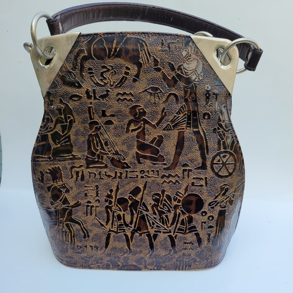 Bags | Egyptian Hieroglyphic Handbag Vintage Gunag Tong Hand Tooled ...